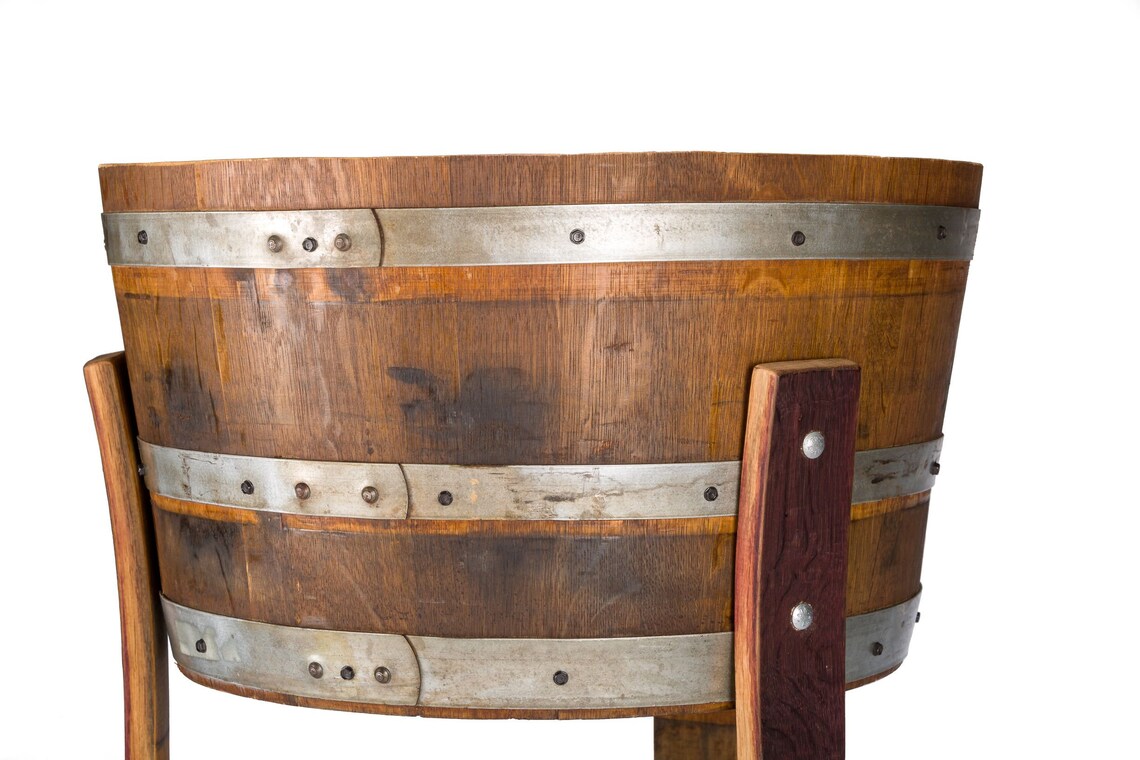 Rustic Wine Barrel Planter With Stand Reclaimed Oak Garden Pot - Etsy