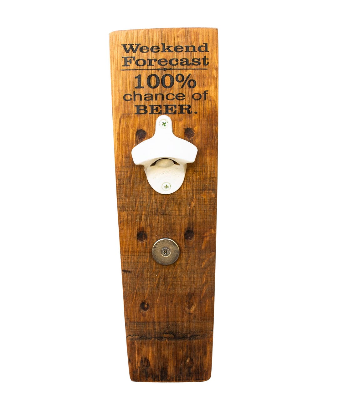 Rustic Wine Barrel Beer Bottle Opener: Magnetic Cap Catcher, Bar Decor ...