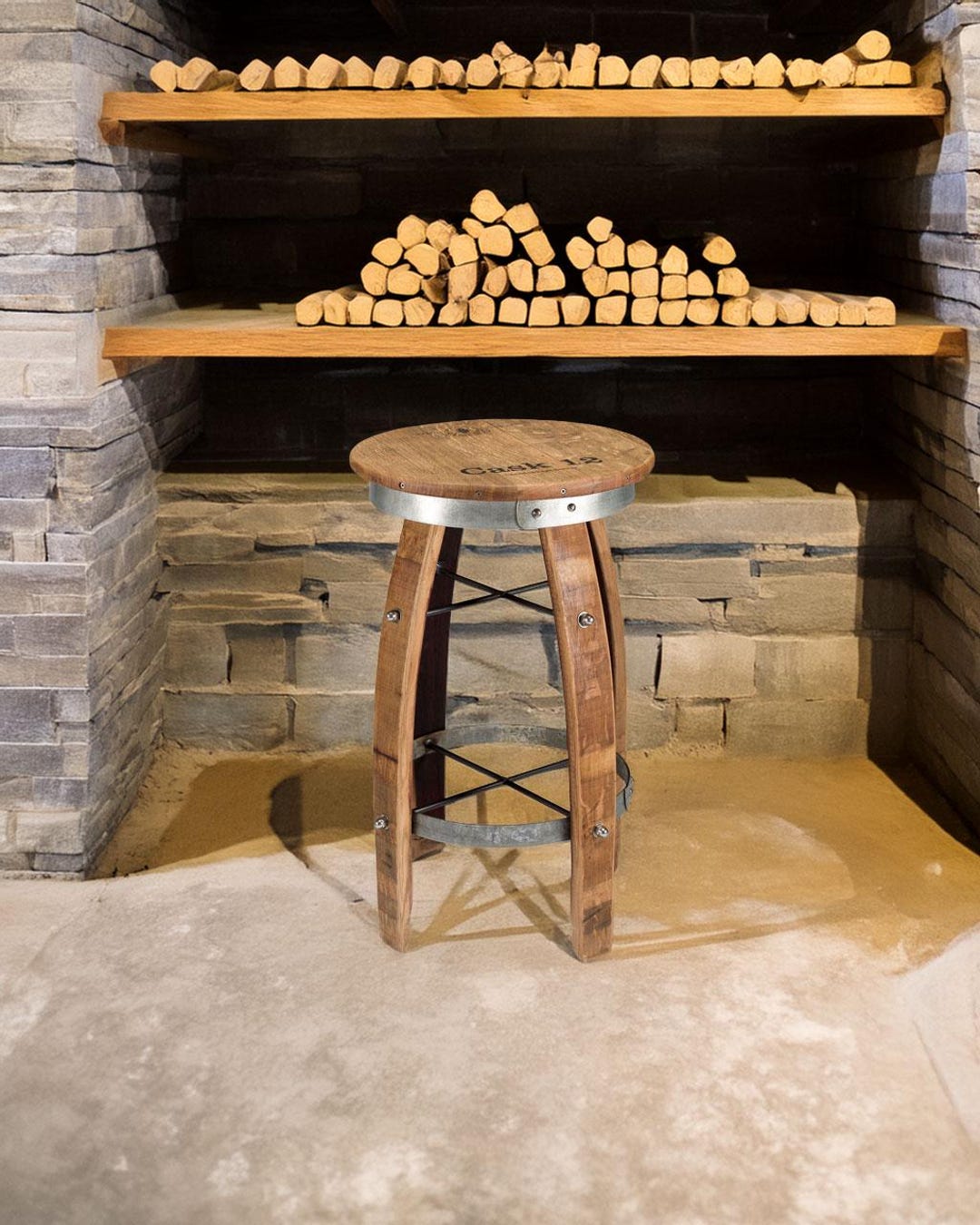 Reclaimed Wine Barrel Swivel Stool: Rustic Oak Bar Furniture, Round ...