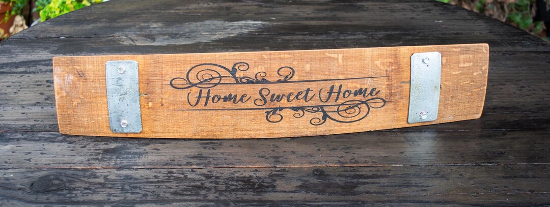 Wine Barrel Stave Wall Decor: Rustic Home Sweet Home Sign - Etsy