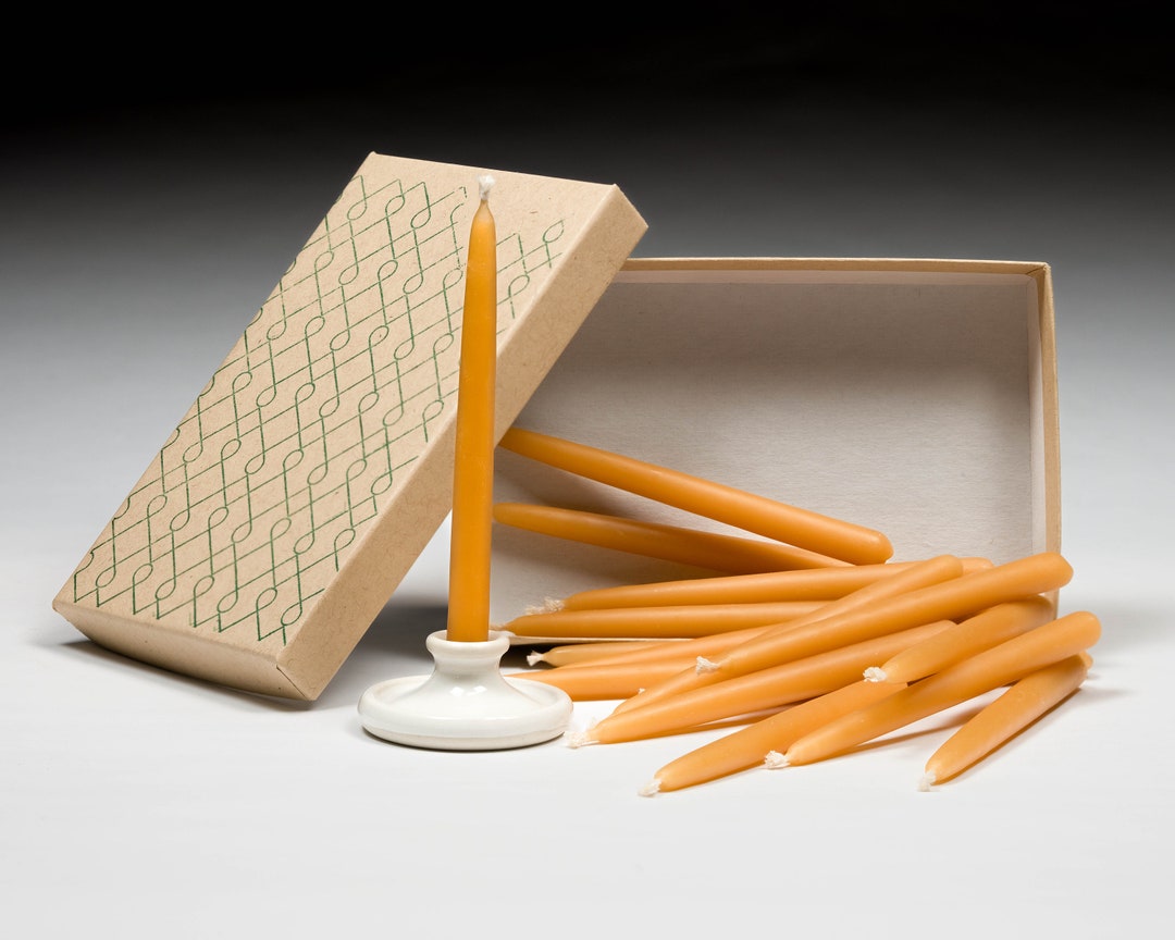 18 Small Beeswax Taper Candles(one Hour Burntime) and Candle Holder - Etsy