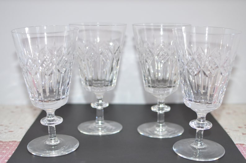 Cut Crystal Long Stem Water Goblets Wine Glasses Etsy