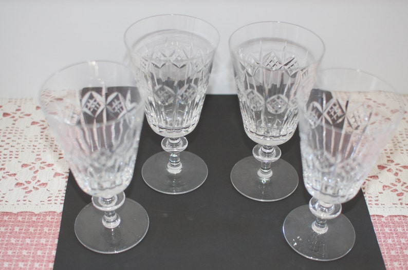 Cut Crystal Long Stem Water Goblets Wine Glasses Etsy