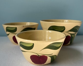 Pair of Vintage WATT POTTERY Oven Ware Apple Pattern 05 and 06 Mixing ...