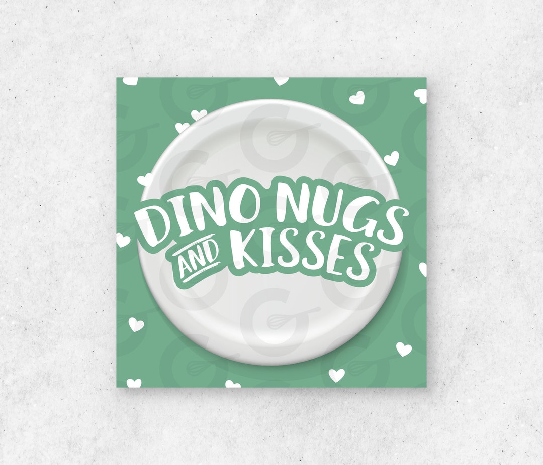 Dino Nugs and Kisses Tag Valentine's Day Cookie Printable - Etsy