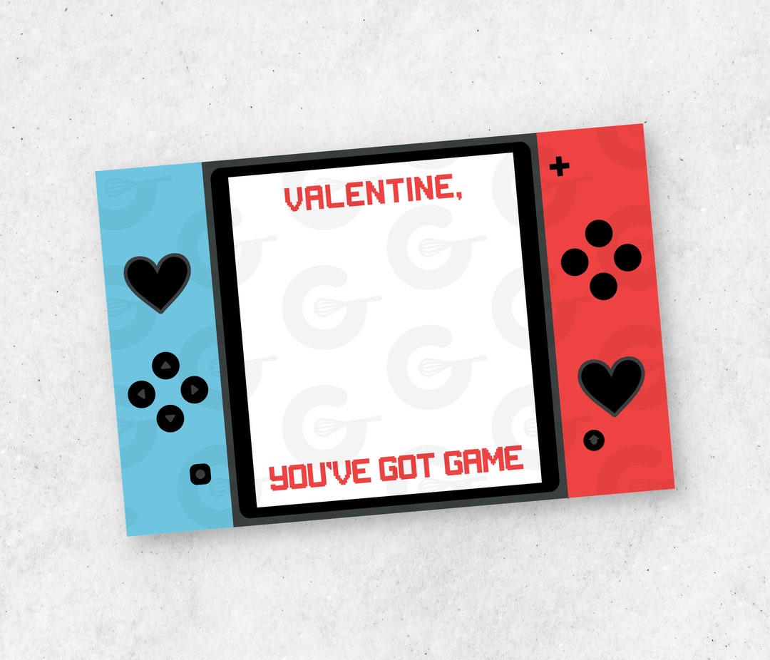 Gamer Valentine's Day Cookie Printable 6x4 2/page, Ready to Print and ...