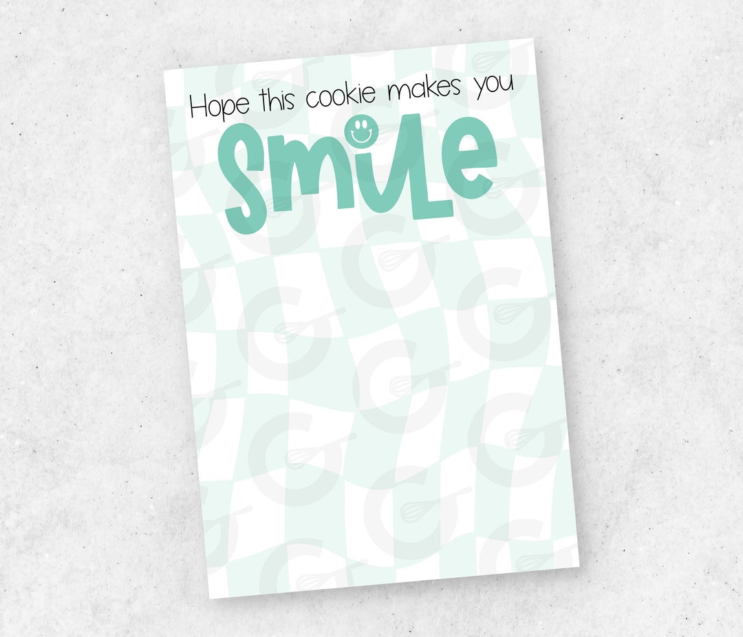 BLUE SMILE Cookie Card - 3.5"x5" Smiley Face Appreciation Printable - Etsy