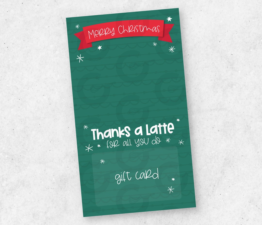 Merry Christmas - Thanks a Latte Gift Card Backer - 4.5in X 7.5in ...