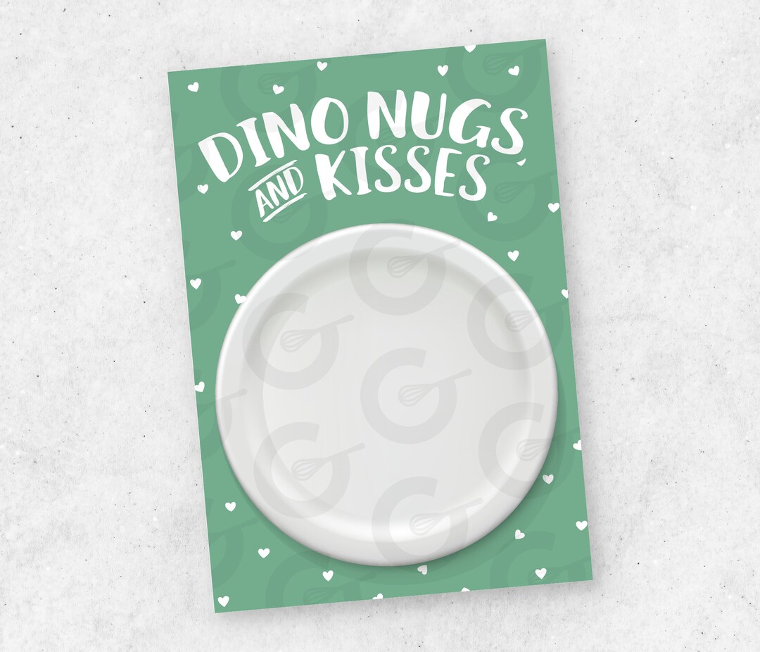 3.5" X 5" CARD - Dino Nugs & Kisses (w/ Hearts) - Valentine's Day ...