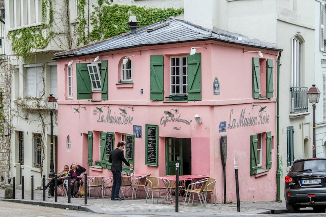 Classic Parisian Maison Rose Façade Pink Restaurant Façade - Etsy