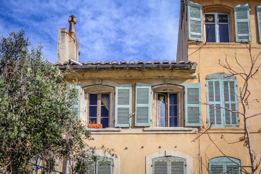 Provence Shuttered Windows Scene, South of France Colorful Photo, Fine ...