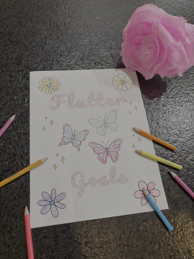 Flutter Goals Printable Coloring Page – Instant Download – Butterfly ...