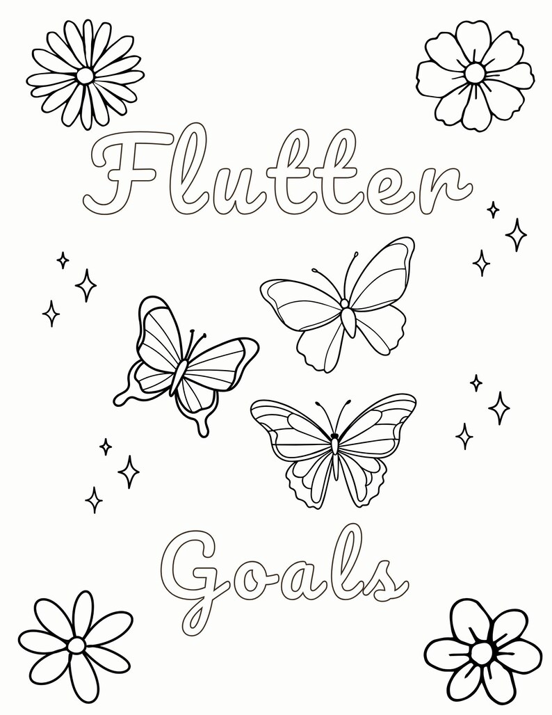 Flutter Goals Printable Coloring Page – Instant Download – Butterfly ...
