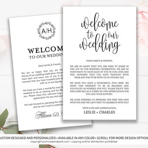 Wedding Welcome Bag Note Wedding Welcome Letters Wedding - Etsy