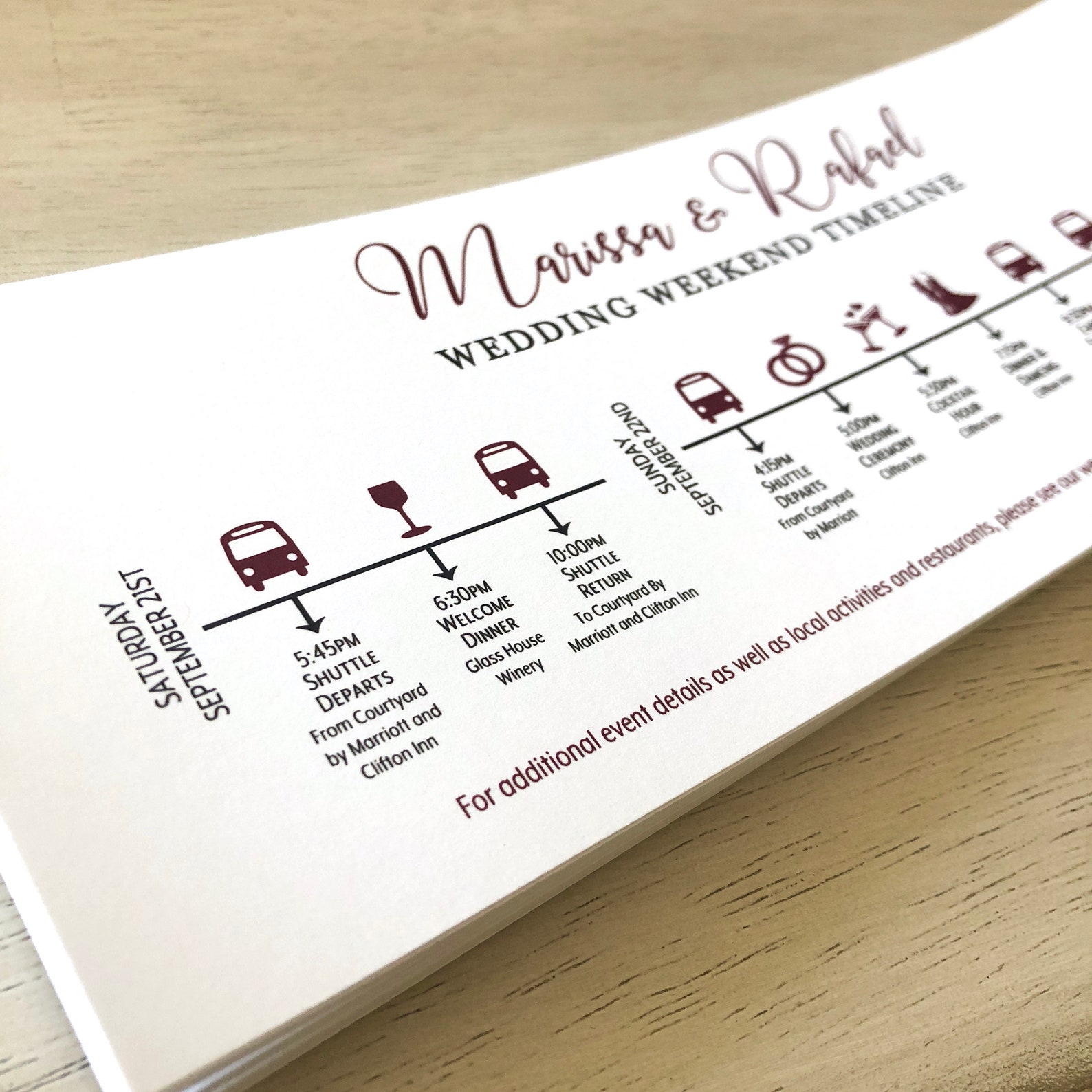 Modern Wedding Timeline Card Wedding Itinerary Wedding | Etsy