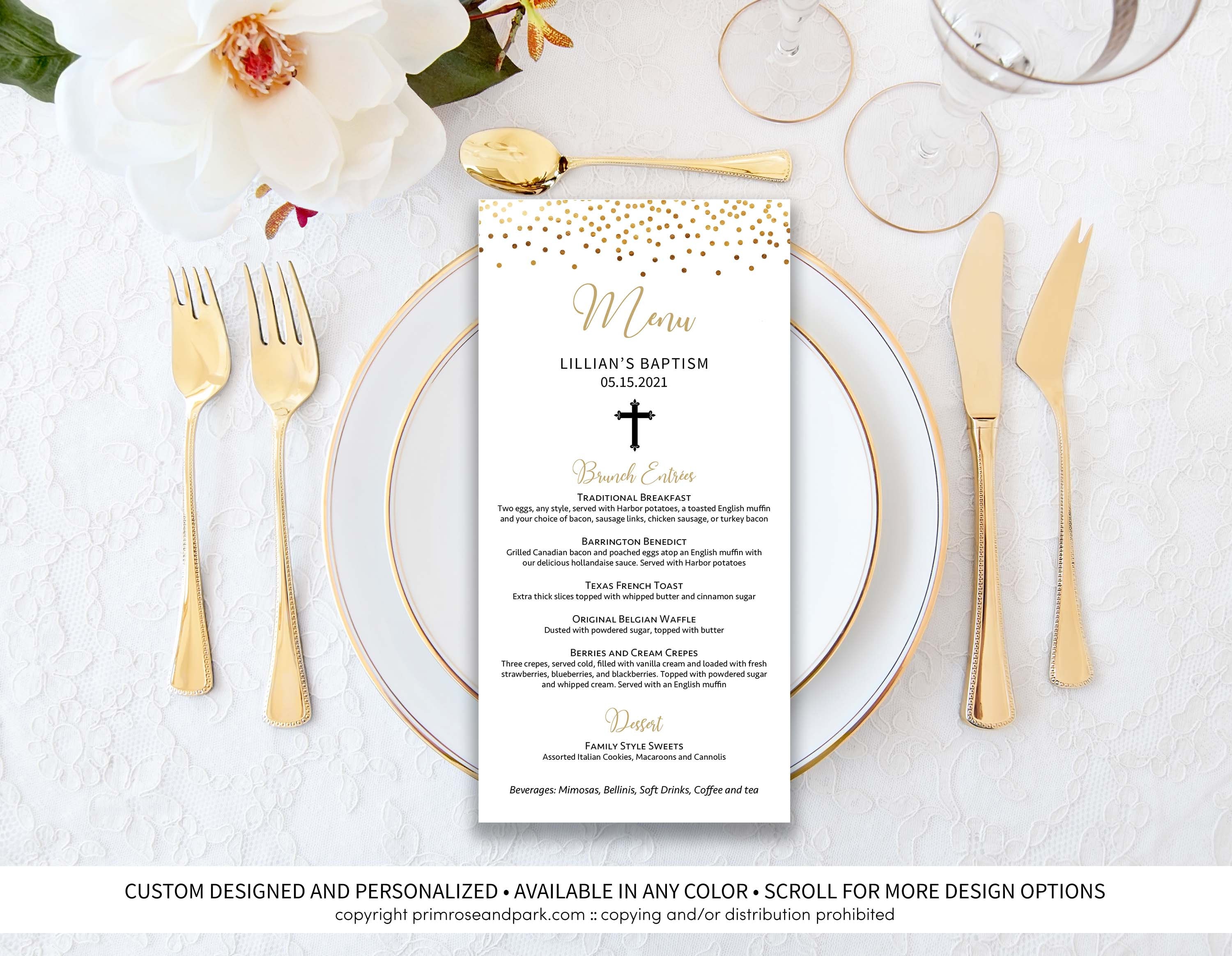 First Communion Buffet Menu