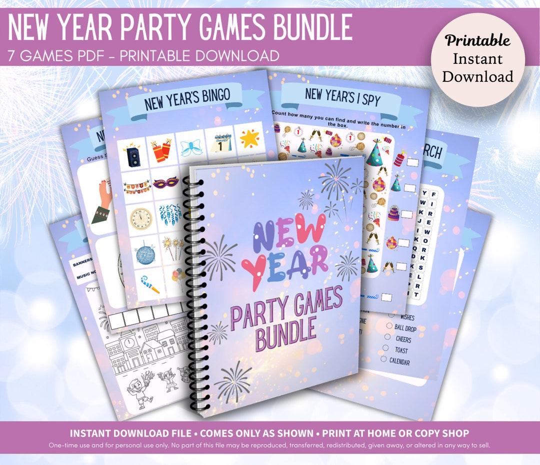 New Year's Party Games Printable Bundle: Family Activity (PDF Download ...