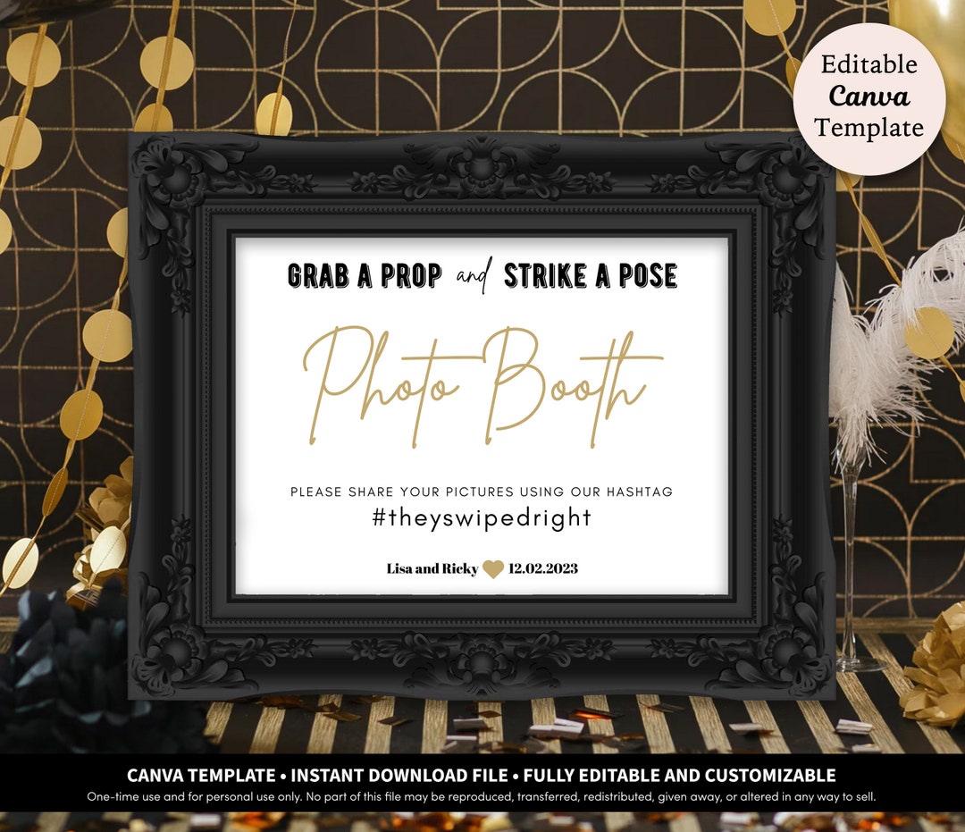 Photo Booth Sign Template: Selfie Station, Hashtag (digital Download ...