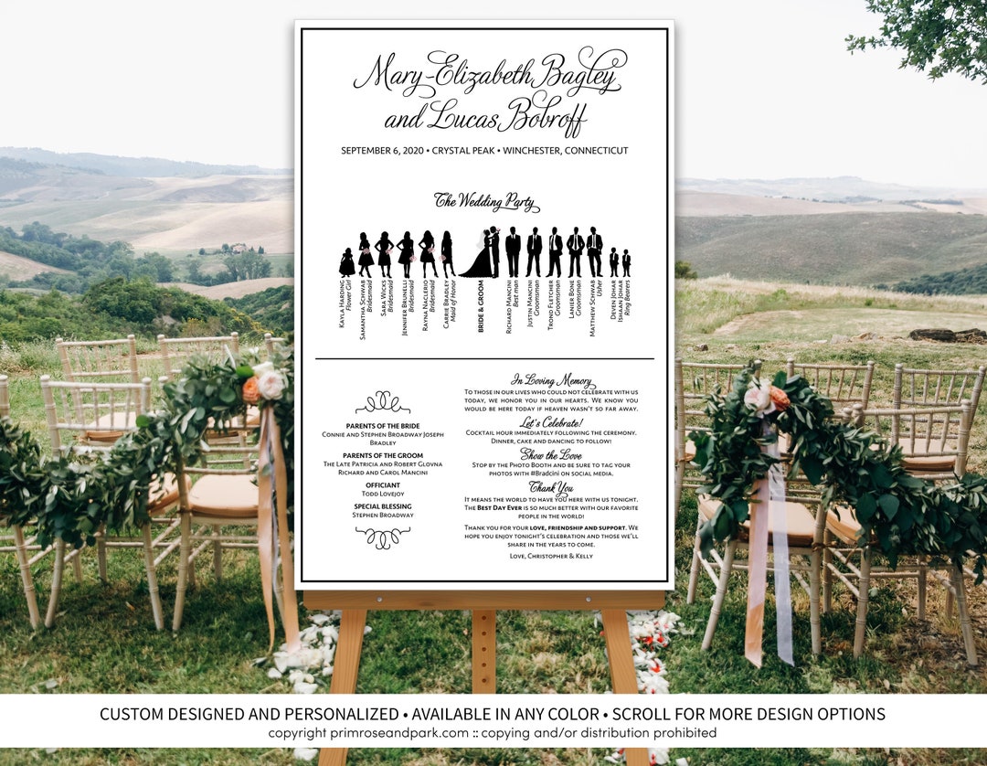 Wedding Program Poster Printable • Ceremony Program • Silhouette ...