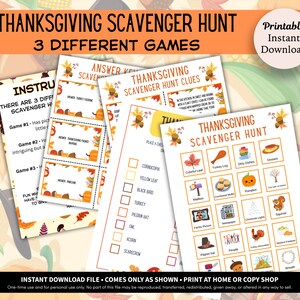 Thanksgiving Scavenger Hunt Printable Download • Thanksgiving Activity ...