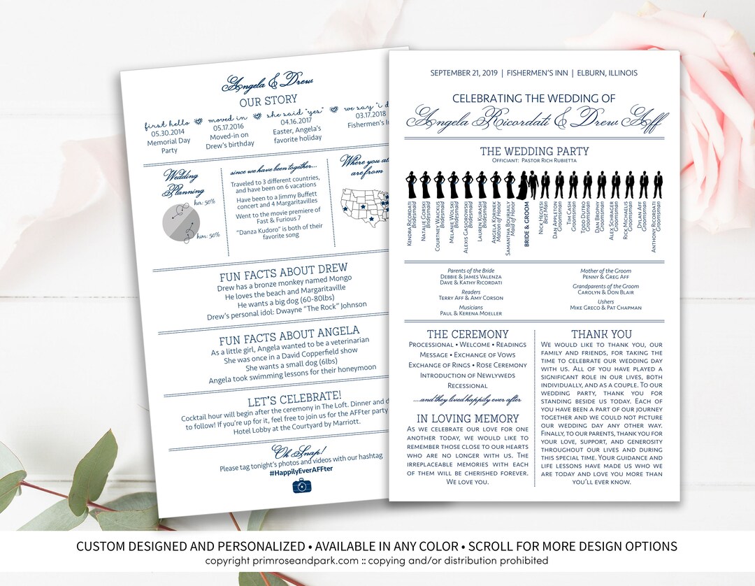 Infographic Wedding Ceremony Program: Custom Silhouette Design - Etsy
