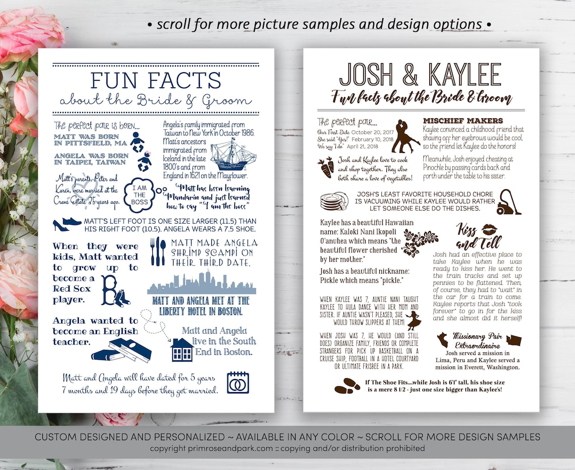 Fun Facts Infographic Card Fun Facts Wedding Card - Etsy