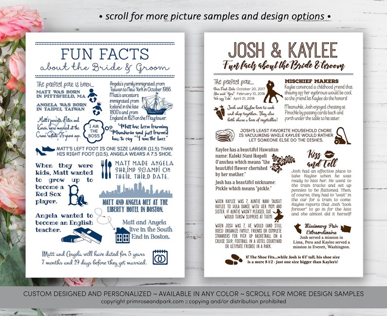 Fun Facts Infographic Card Fun Facts Wedding Card - Etsy