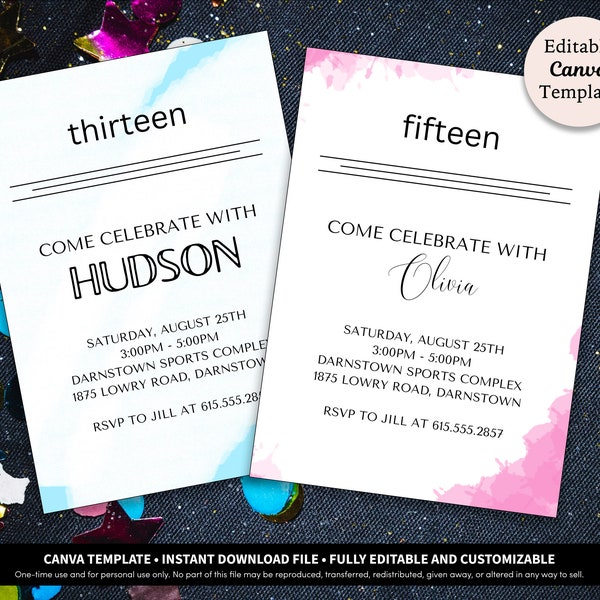 Teen Birthday Invite - Etsy