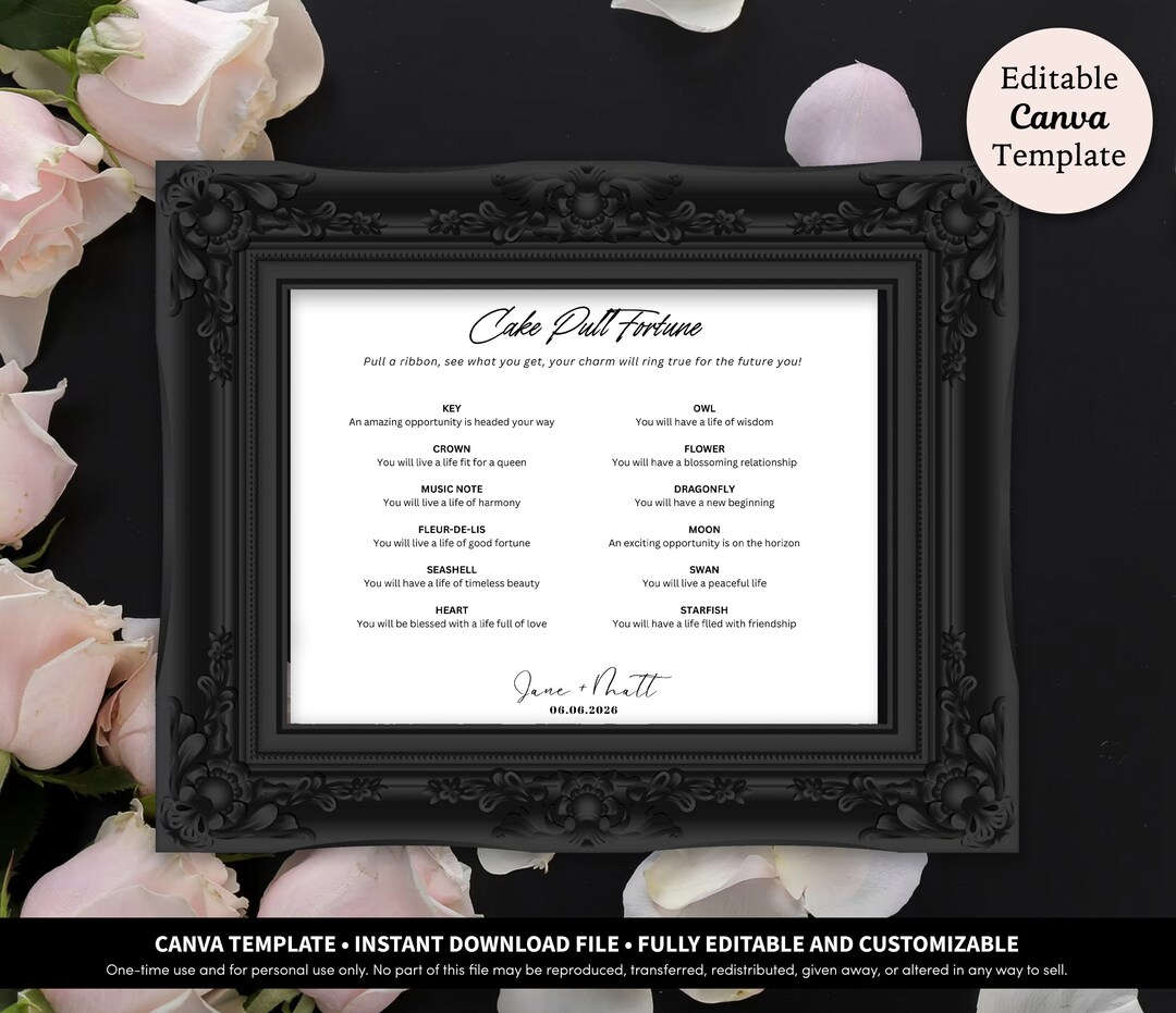 Cake Pull Description of Charms Sign Printable Template Download ...