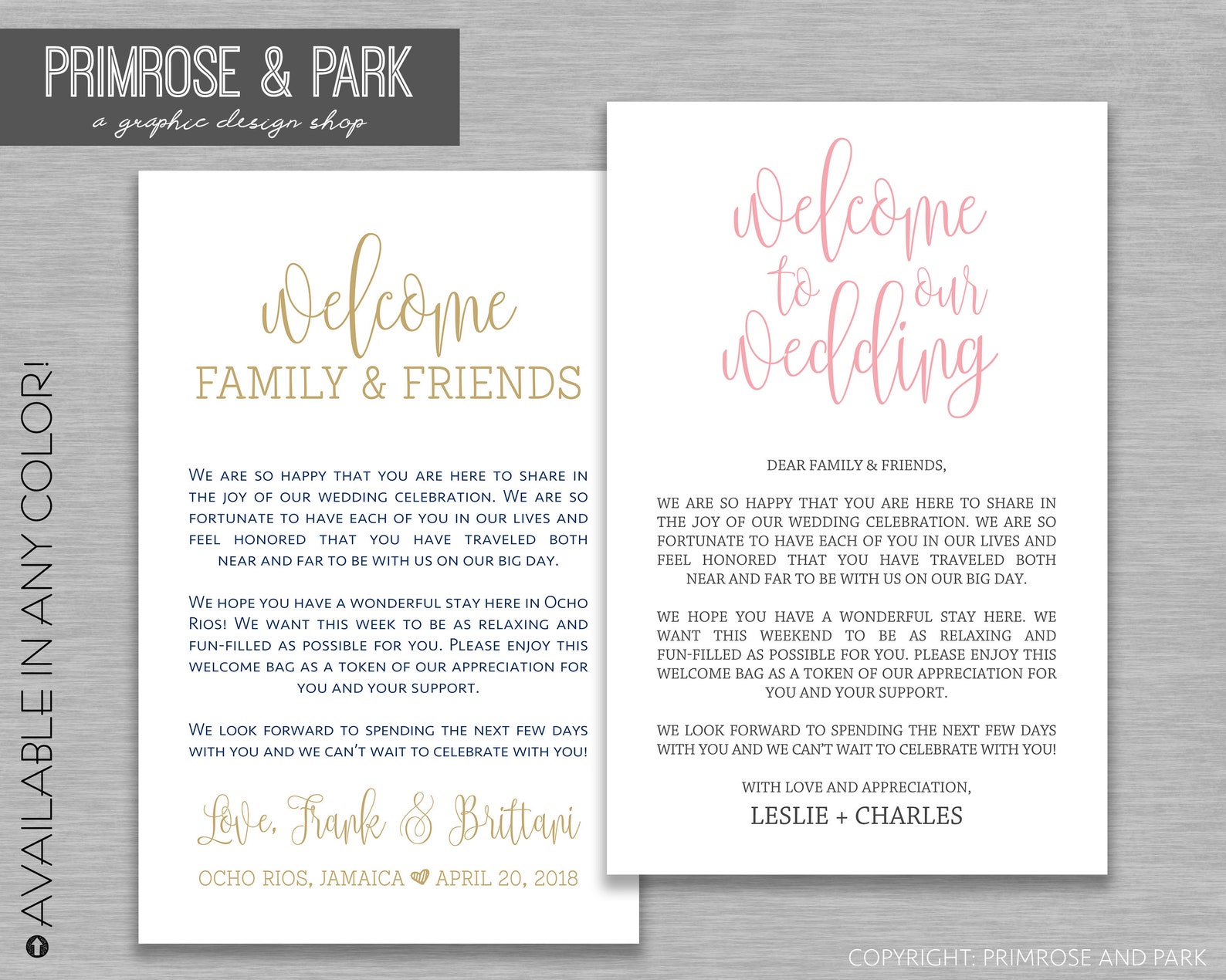 Wedding Welcome Bag Note Wedding Welcome Letters Wedding - Etsy
