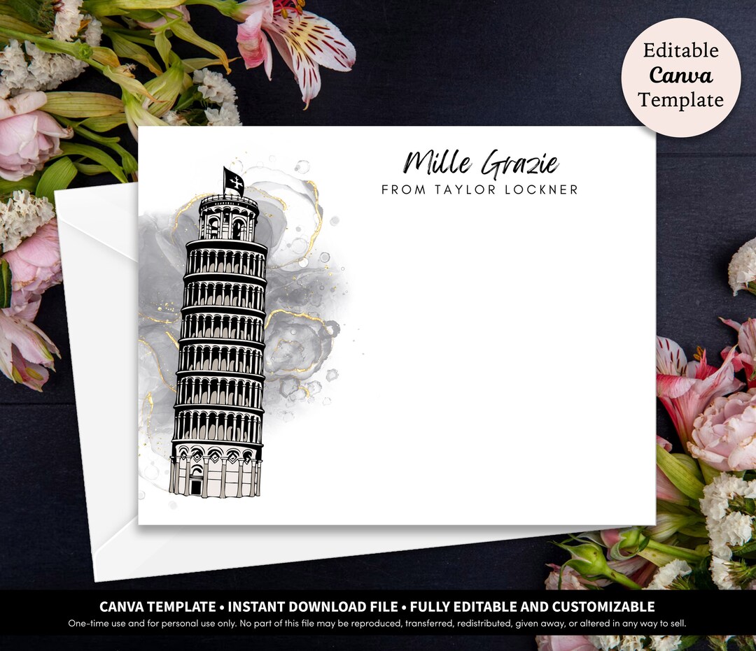 Italian Theme Thank You Cards Printable Template Download ...