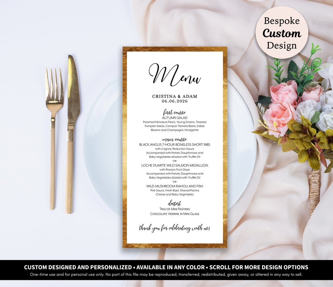 Layered Menu Cards: Custom Wedding, Shower, Birthday Template - Etsy