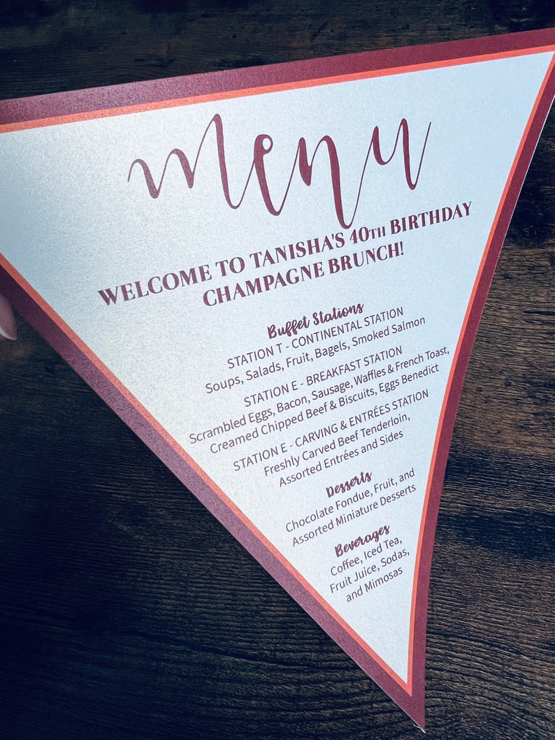 Triangle Menu Cards Printed Modern Menu Cards Wedding Menu | Etsy