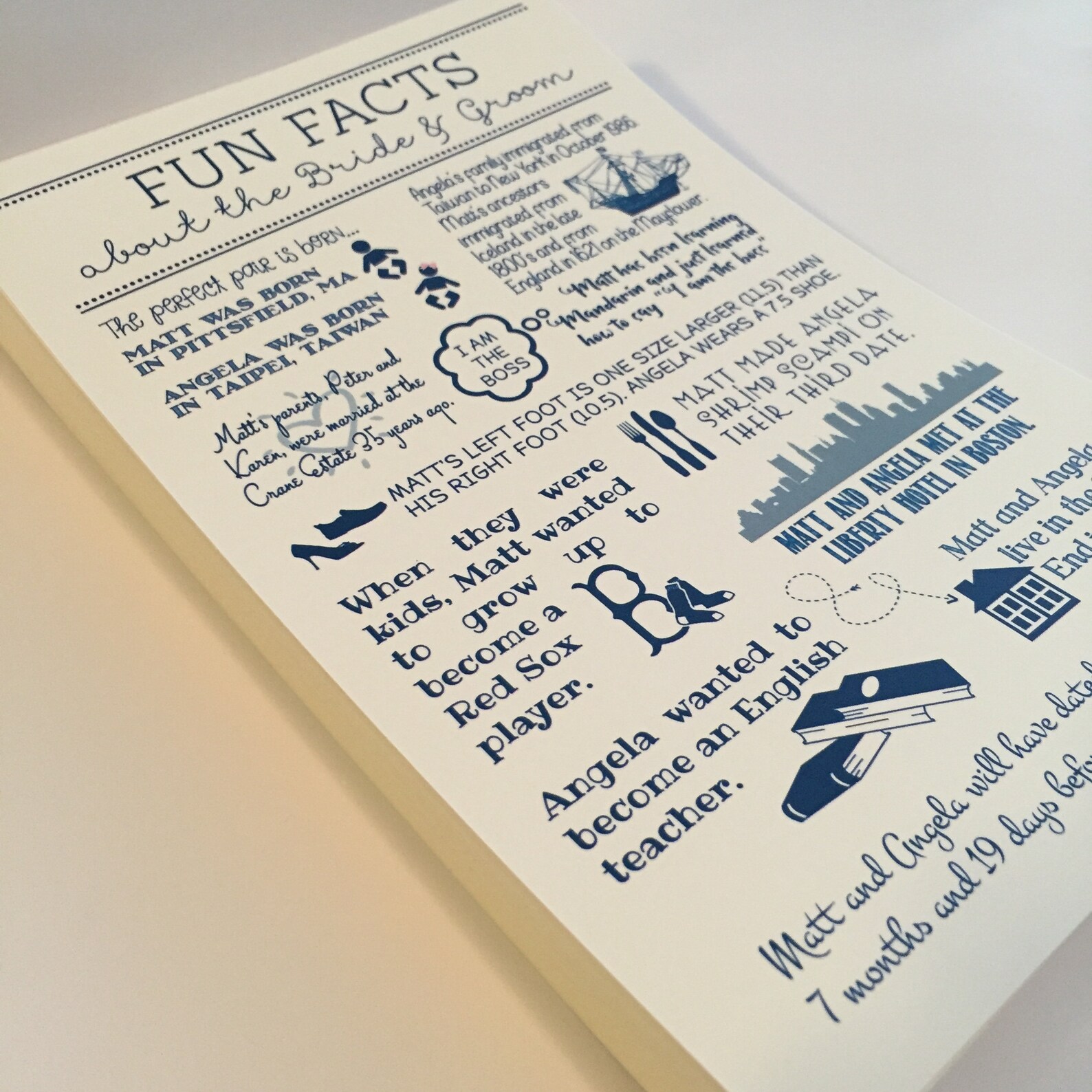 Fun Facts Infographic Card Fun Facts Wedding Card - Etsy