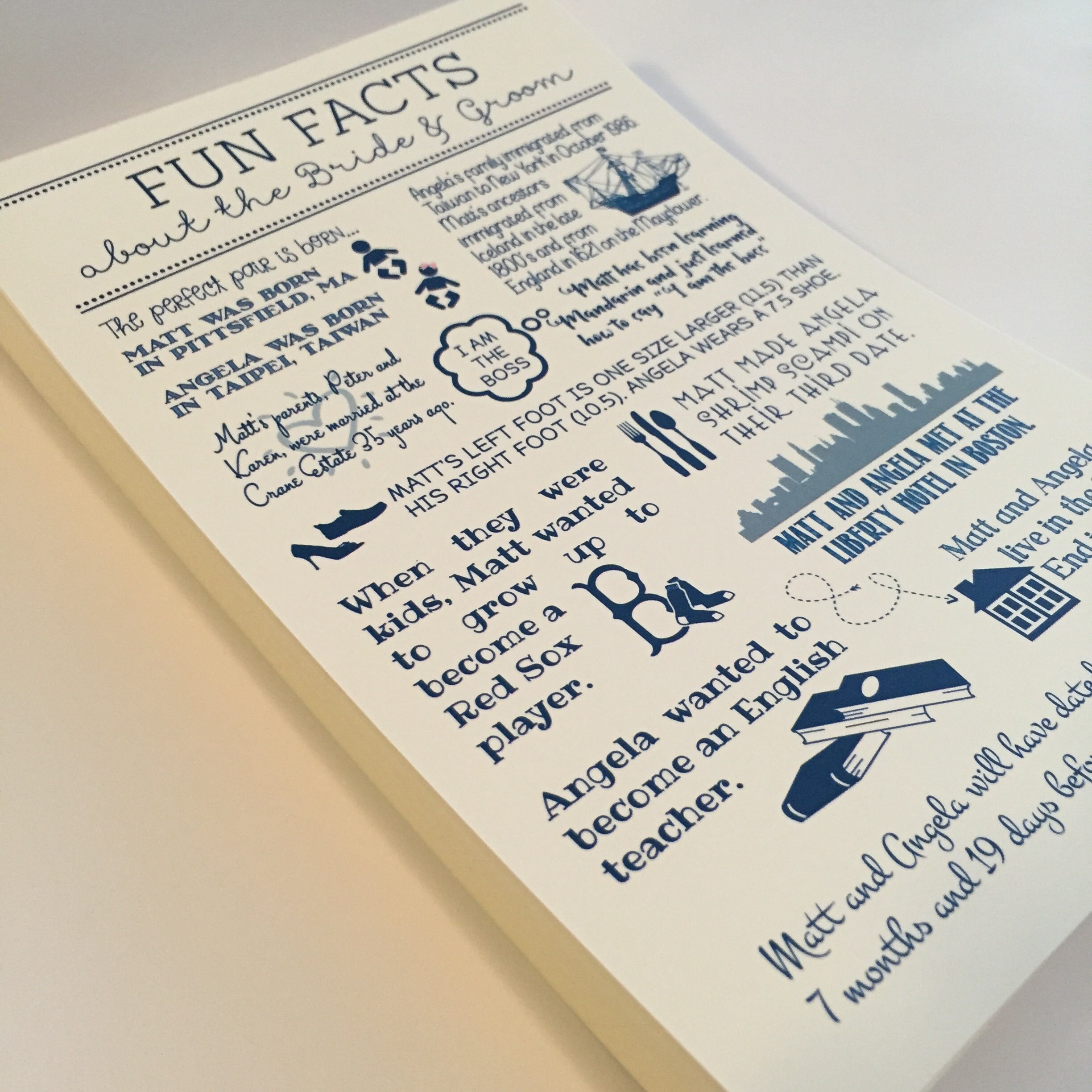 Fun Facts Infographic Card Fun Facts Wedding Card - Etsy