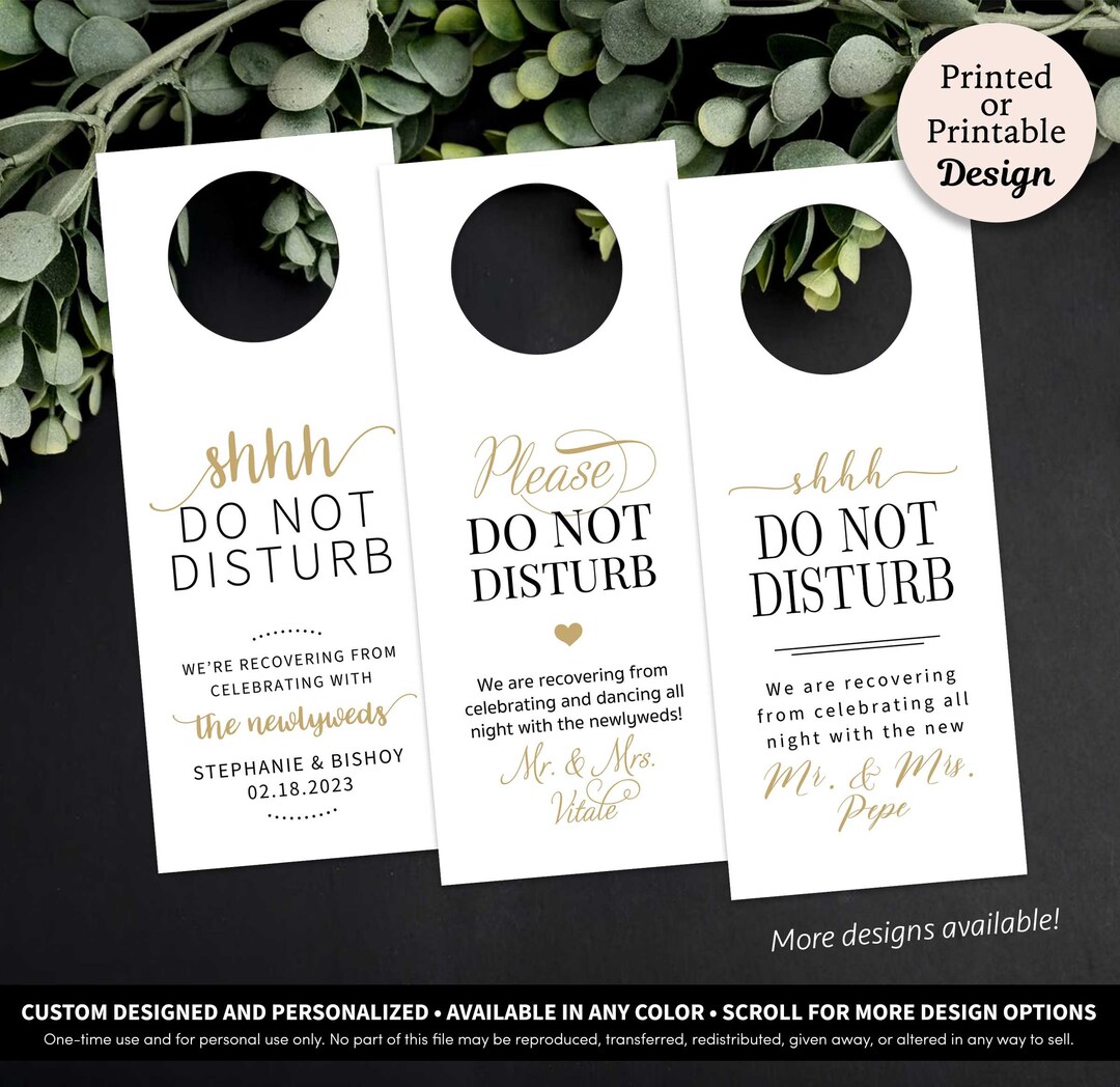Wedding Do Not Disturb Door Hanger: Customizable Newlywed Sign (printed ...