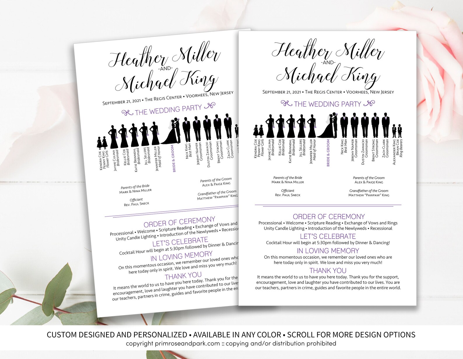 Silhouette Wedding Program Fun Wedding Program Ceremony | Etsy