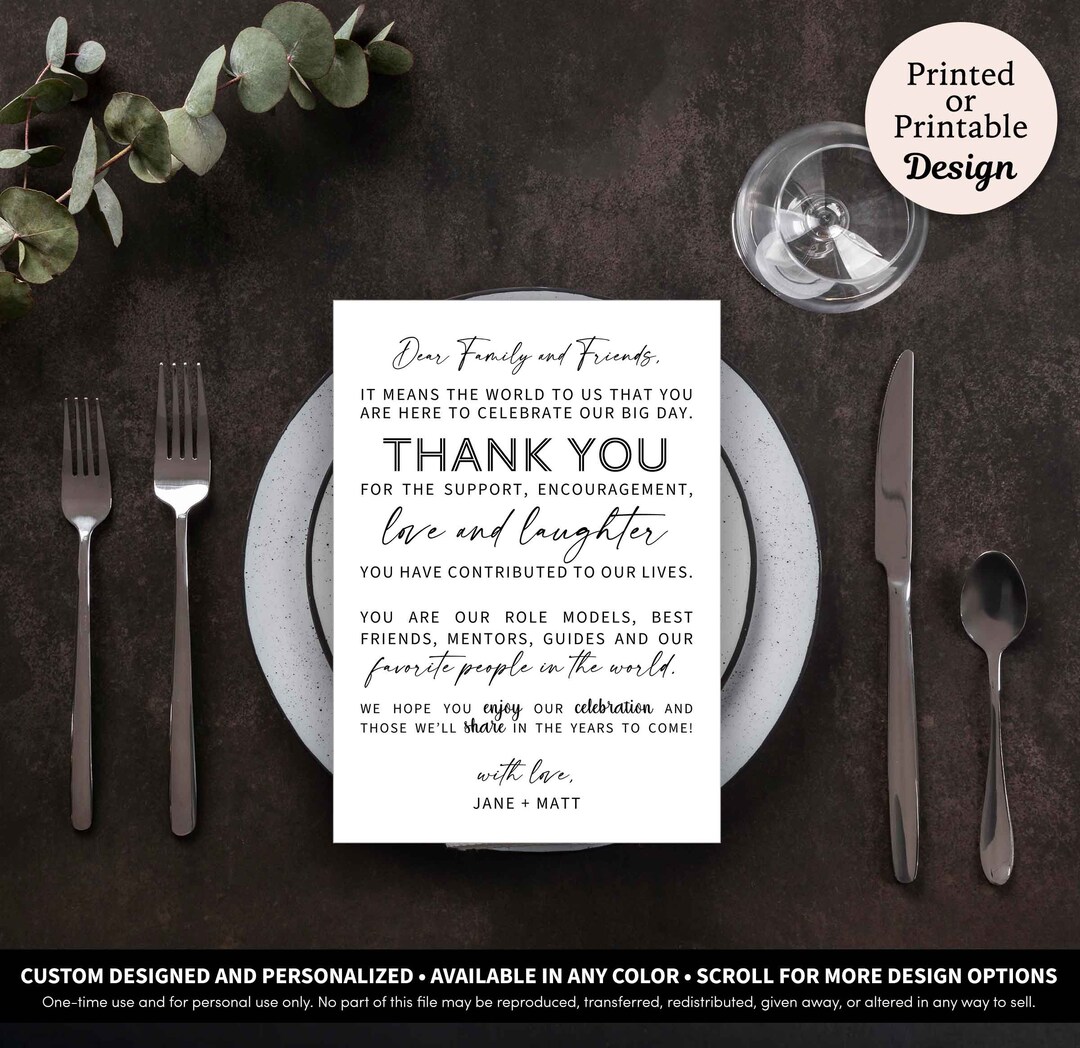 Wedding Reception Thank You Card • Thank You Card Sign • Thank You Card ...