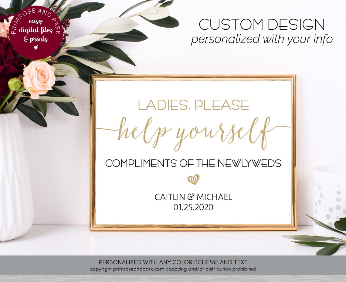 Bathroom Sign Printable • Bathroom Toiletries Sign • Wedding Bathroom ...