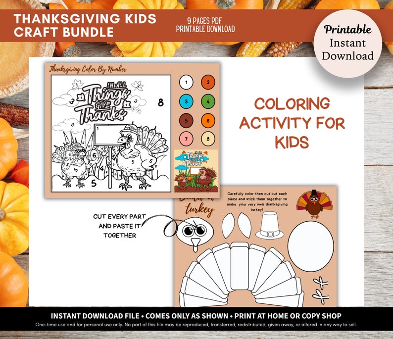 Thanksgiving Kids Printable Download Bundle • Thanksgiving Themed ...