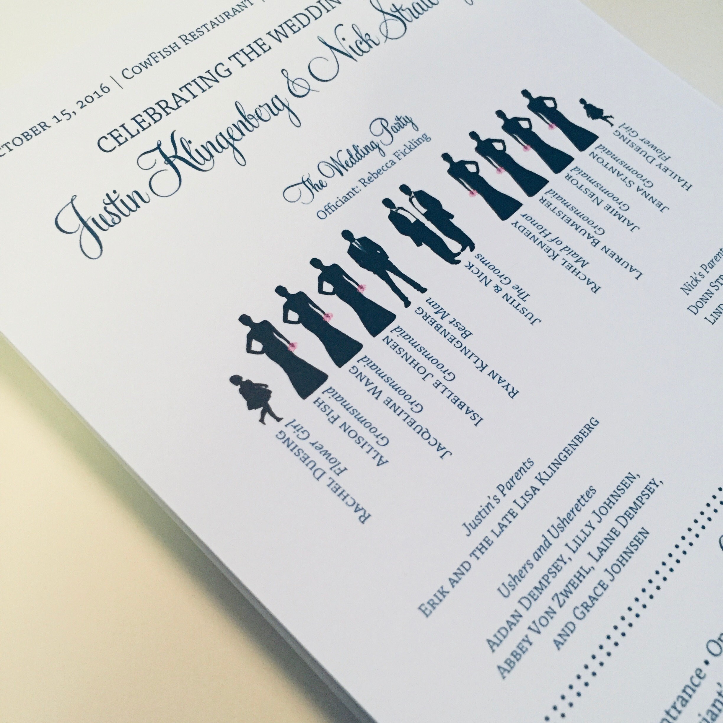 Silhouette Wedding Program Fun Wedding Program Ceremony | Etsy