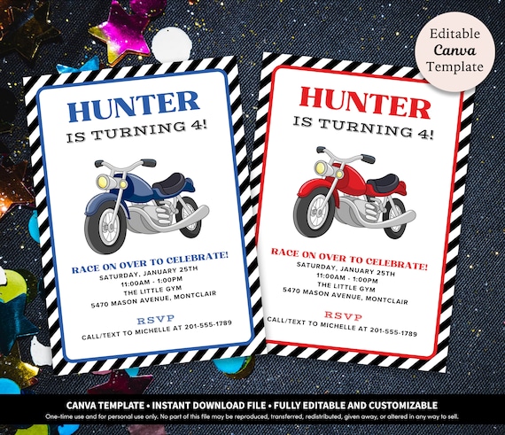 Motorcycle Invitation Templates