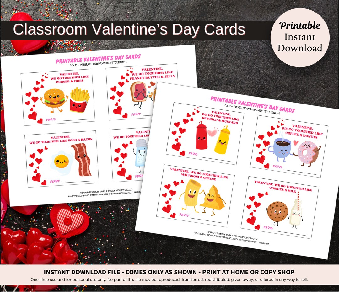 Valentine's Day Cards for Classroom • Kawaii Valentine's Day Cards • We ...