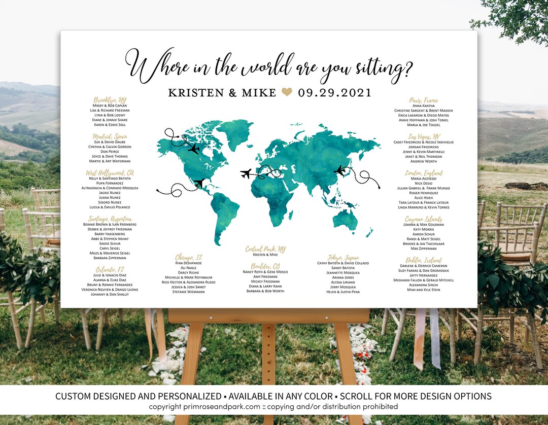 World Map Seating Chart Poster • Where in the World Seating Chart Sign ...