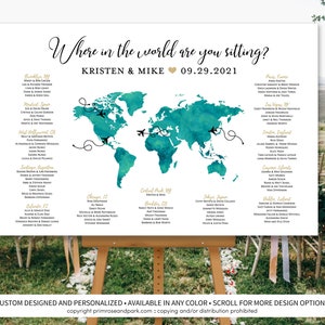 World Map Seating Chart Poster • Where in the World Seating Chart Sign ...