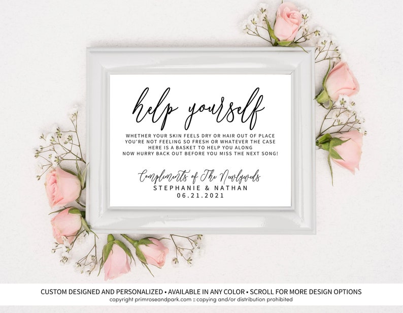 Bathroom Sign Printable • Bathroom Toiletries Sign • Wedding Bathroom ...
