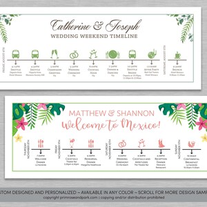 Modern Wedding Timeline Card Wedding Itinerary Wedding - Etsy