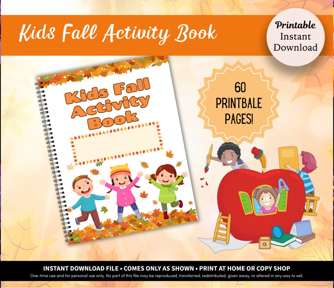 Fall Kids Activity Booklet Printable Bundle • 60 Page Educational ...