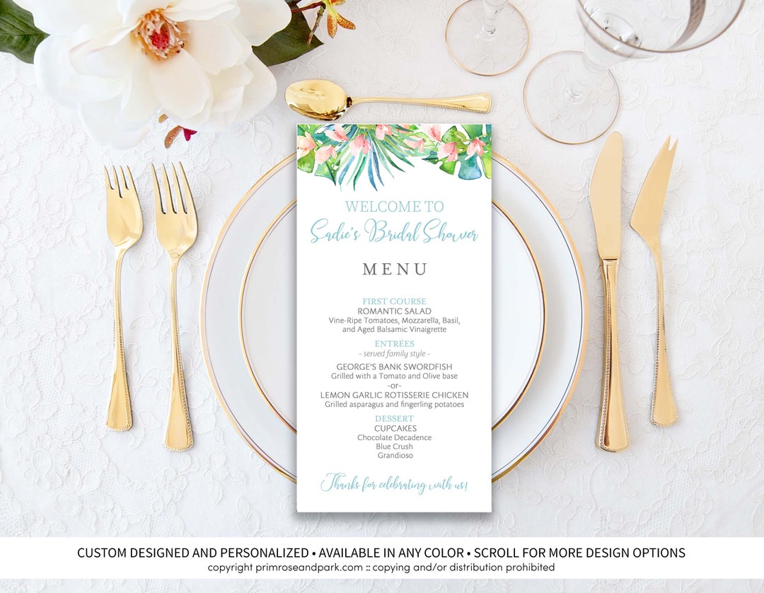 Tropical Menu Card Elegant Menu Cards Modern Menu Cards - Etsy