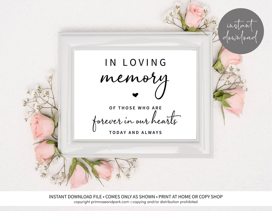 In Loving Memory Sign • Wedding Memory Table Sign • Printable Digital ...
